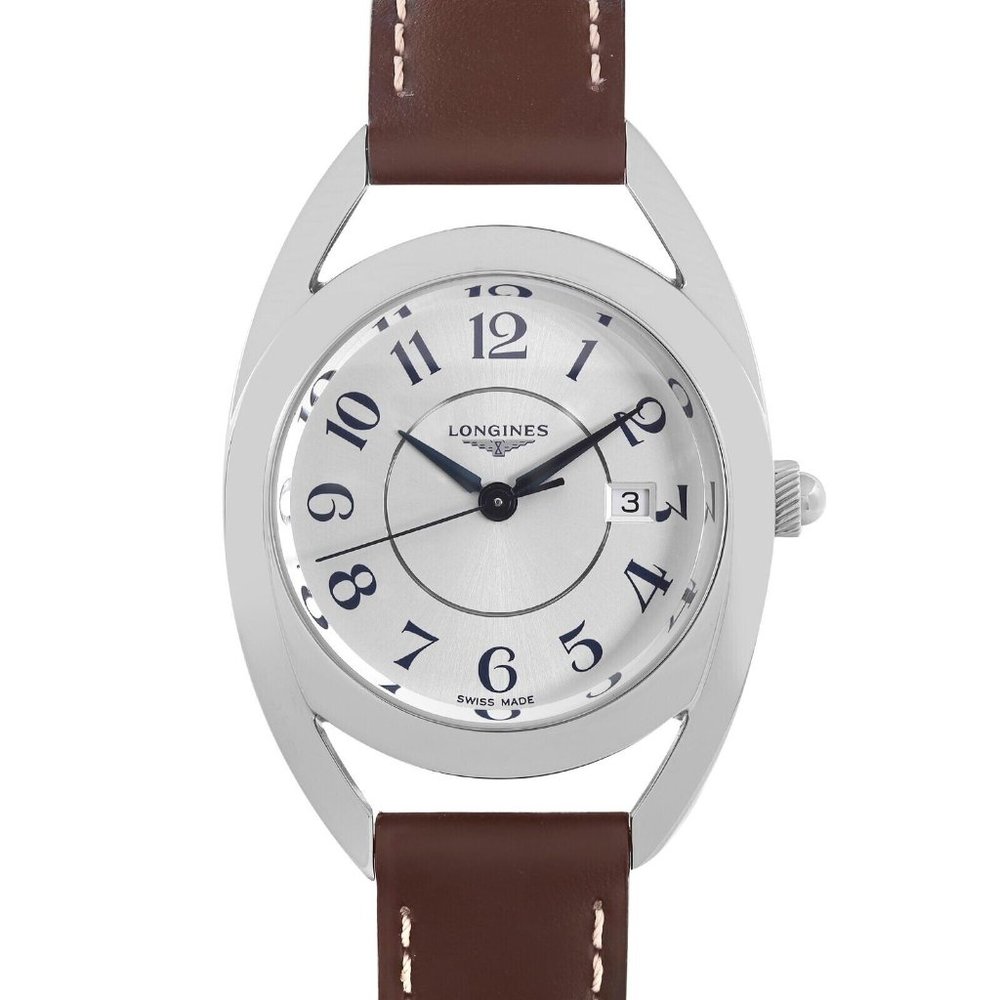 Insane Sale!Longines Equestrian White Dial Brown Leat… - Gem